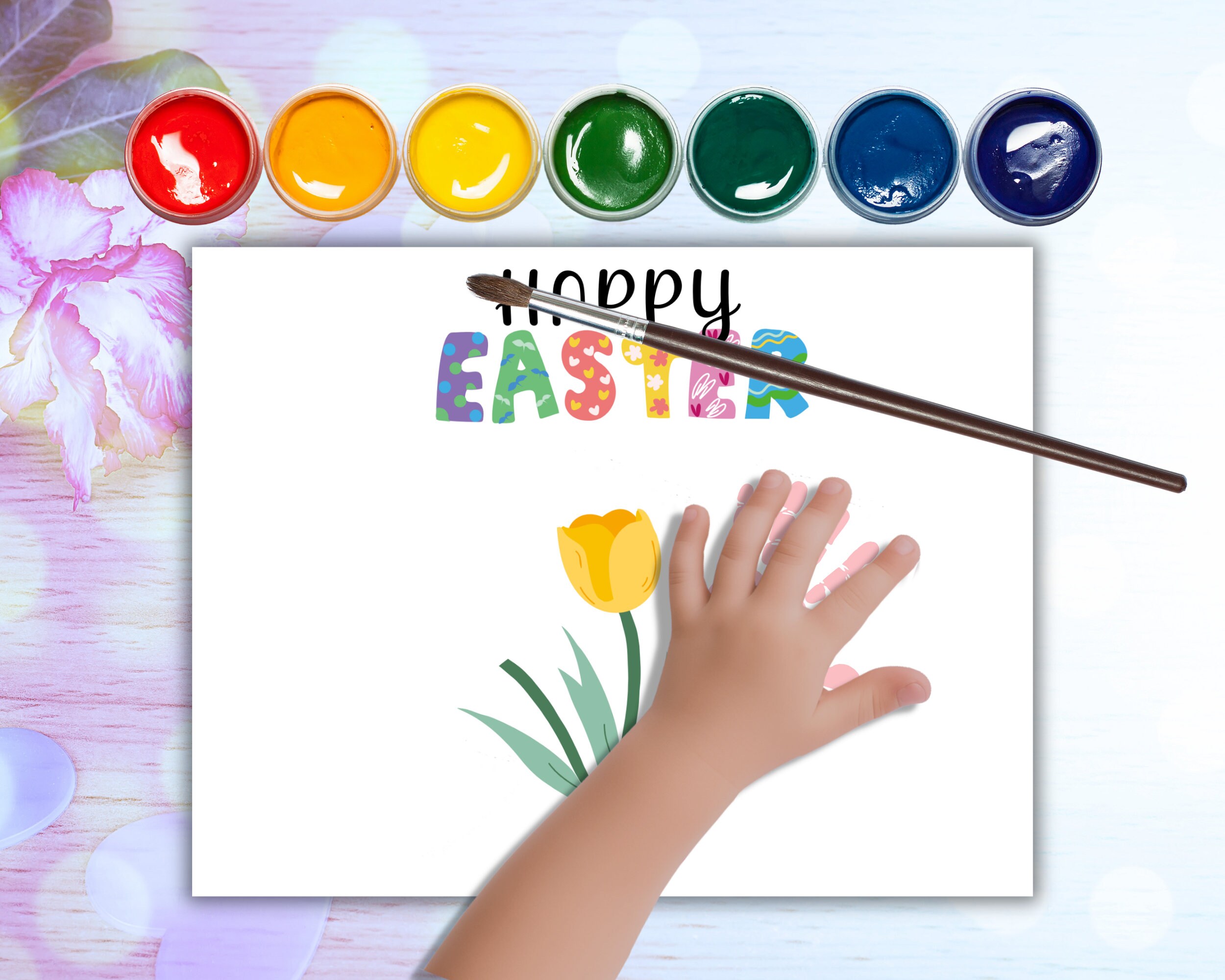 Easter Flowers Handprint Craft, Easter Handprint Art, Handprint Sign ...
