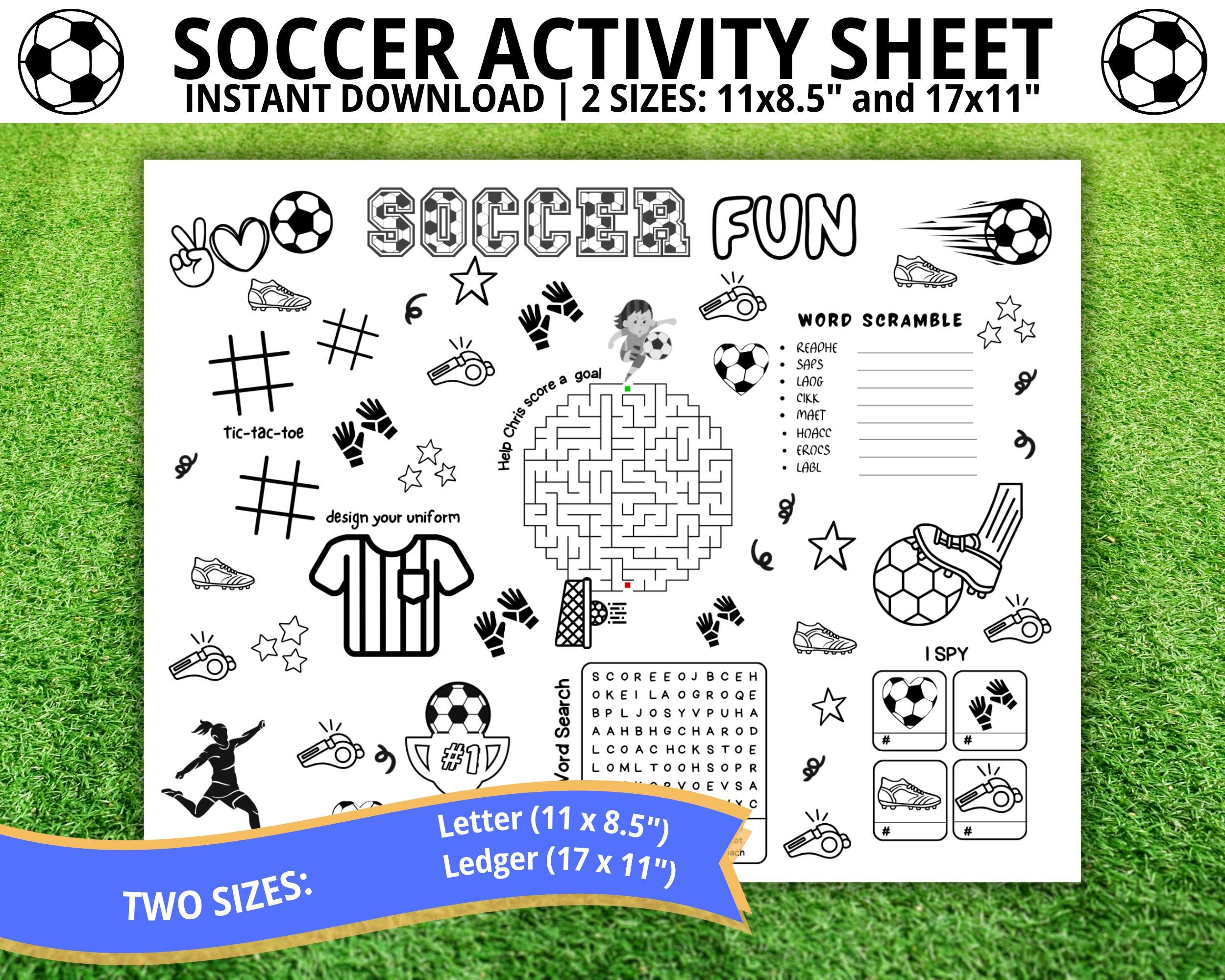 Soccer Coloring Activity Sheet, Soccer Craft, Kids Coloring Page ...