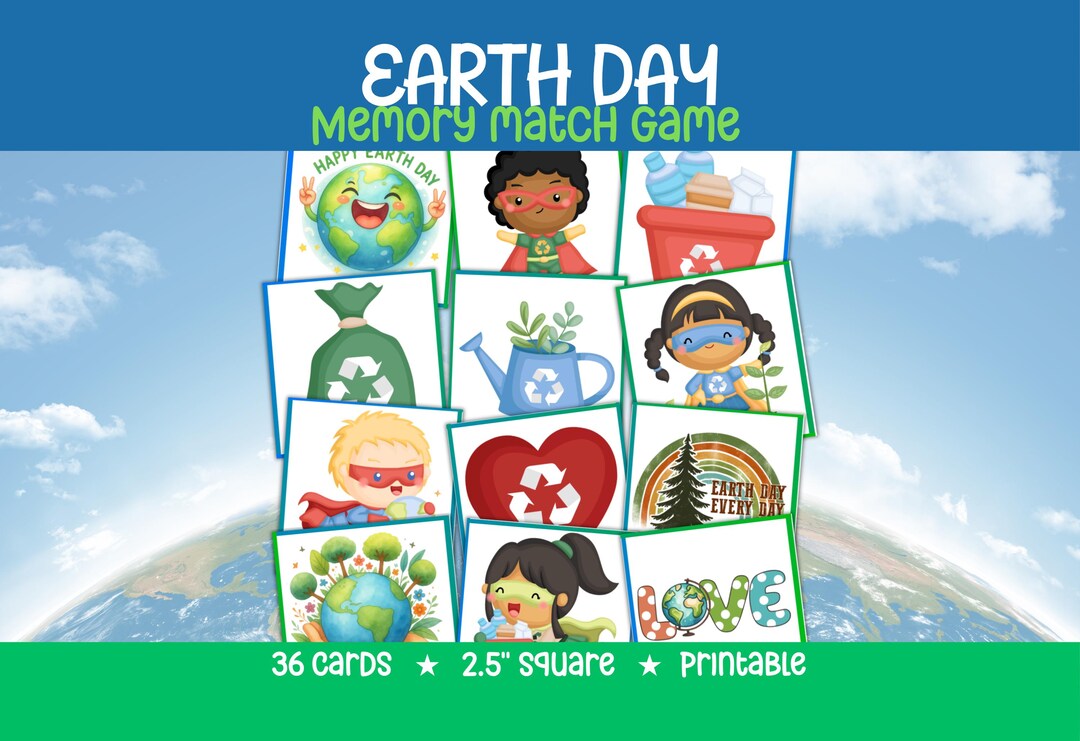 Earth Day Memory Game, Matching Game, Earth Day Games, Family Game ...