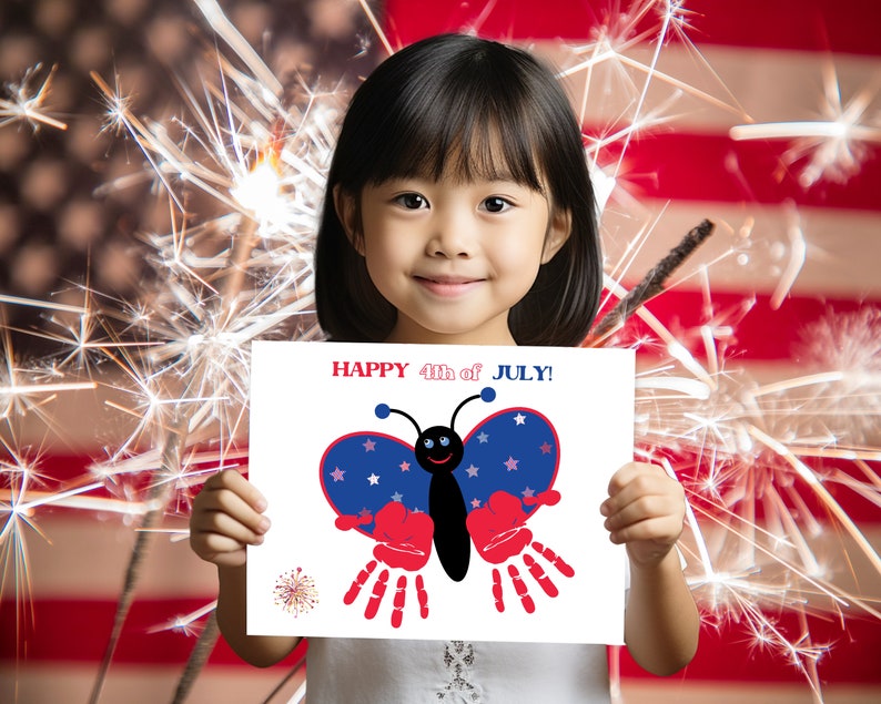 Patriotic Butterfly Handprint Craft, 4th of July Handprint Craft ...