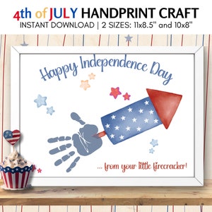 Firecracker Handprint Craft, 4th of July Handprint Craft, Patriotic ...