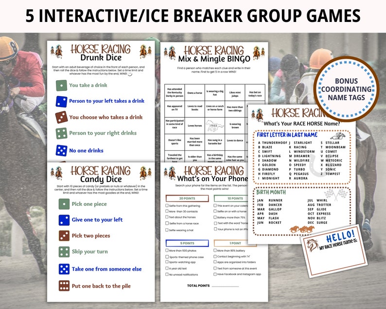 Horse Racing Game Bundle, Horse Race Games, Family Game Night, Word ...