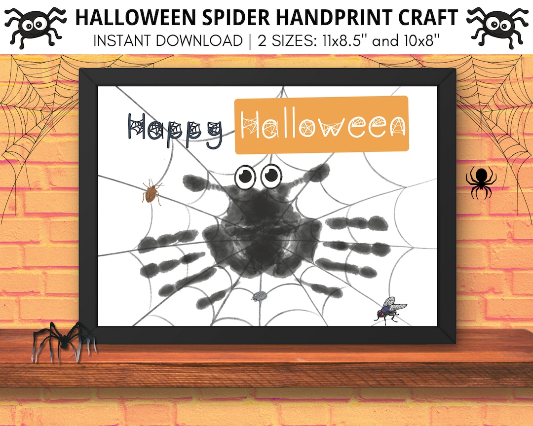 Halloween Handprint Craft, Spider Handprint, Fall Handprint Craft, Fall ...