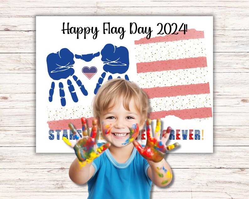 Flag Day Handprint Craft, Patriotic Handprint Art, Handprint Sign, DIY ...