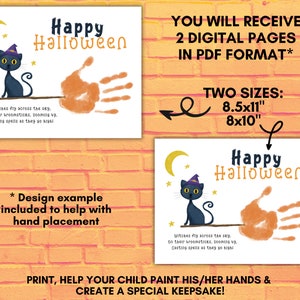 Halloween Handprint Craft, Witchy Cat Handprint, Fall Handprint Craft ...