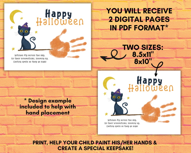Halloween Handprint Craft, Witchy Cat Handprint, Fall Handprint Craft ...