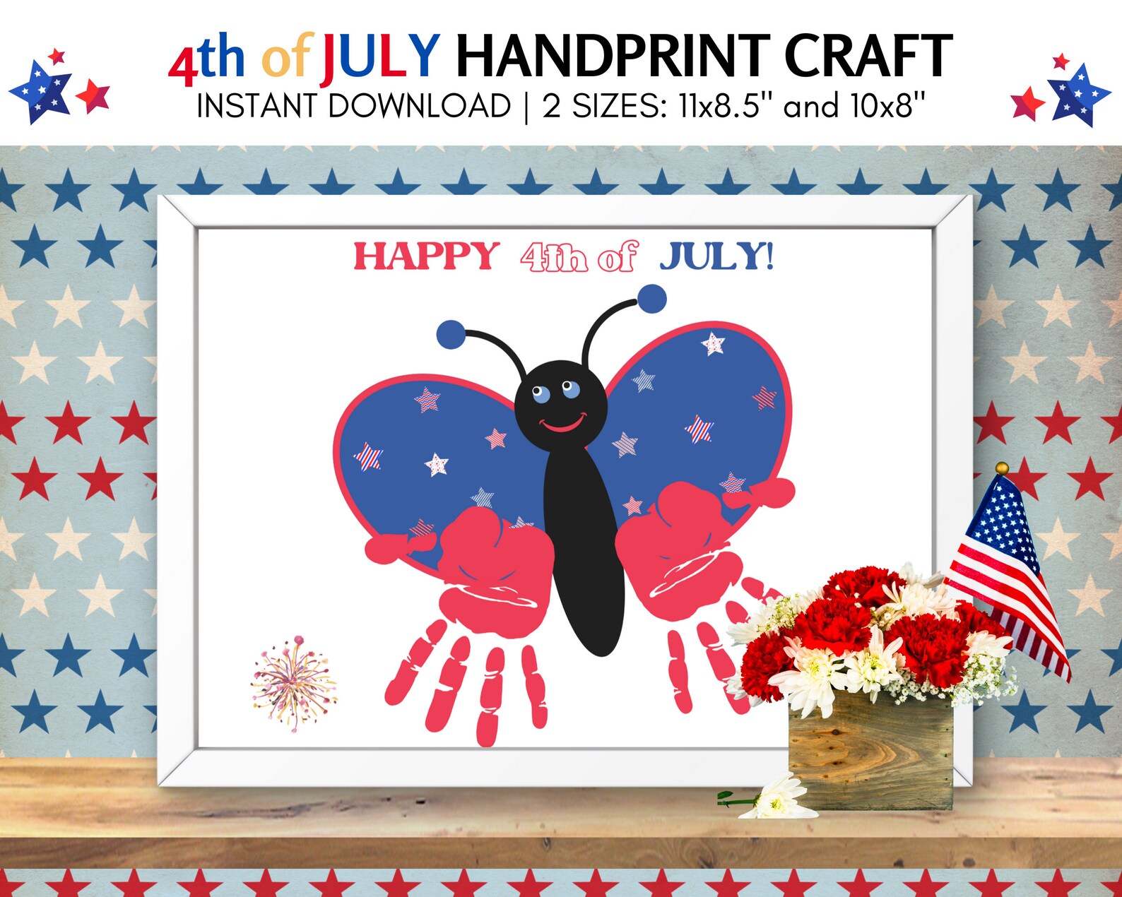 Patriotic Butterfly Handprint Craft, 4th of July Handprint Craft ...