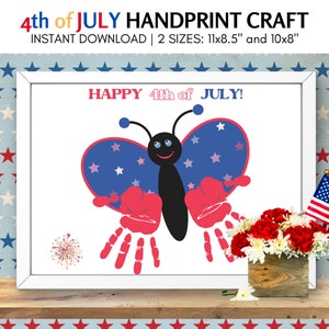Patriotic Butterfly Handprint Craft, 4th of July Handprint Craft ...
