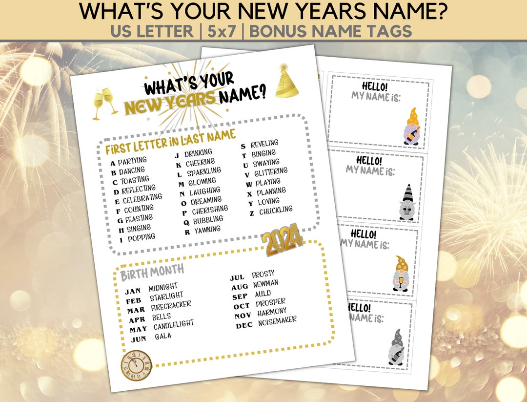 What's Your New Years Name, New Year Name Game, Whats Your Name, Winter ...