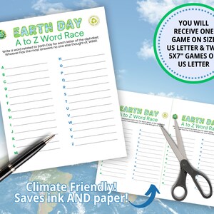 Earth Day A to Z Word Race, Earth Day Games, Family Game Night, Office ...