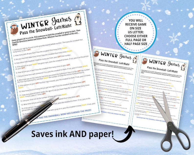 Pass the Snowball Left-right Game, Winter Games, Wintertime Games, Pass ...