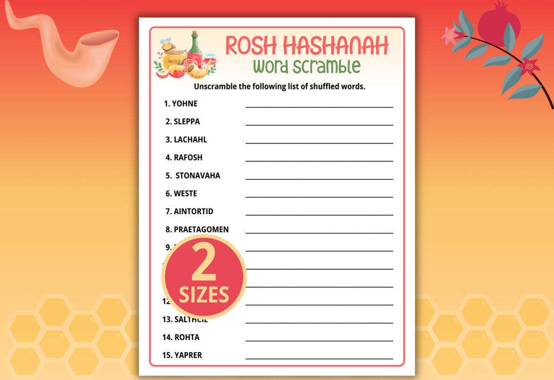 Word Scramble, Rosh Hashanah Games, Rosh Hashanah, Jewish Games, Family ...