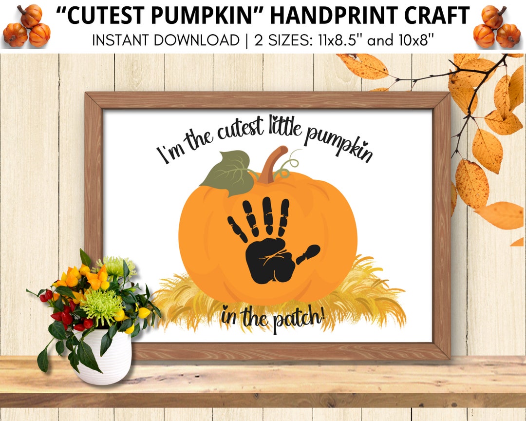 Pumpkin Handprint Craft, Fall Handprint Craft, Fall Handprint Art ...