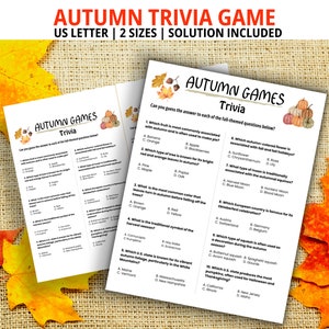 Fall Trivia Game, Fall Games, Autumn Games, Family Game Night, Trivia ...