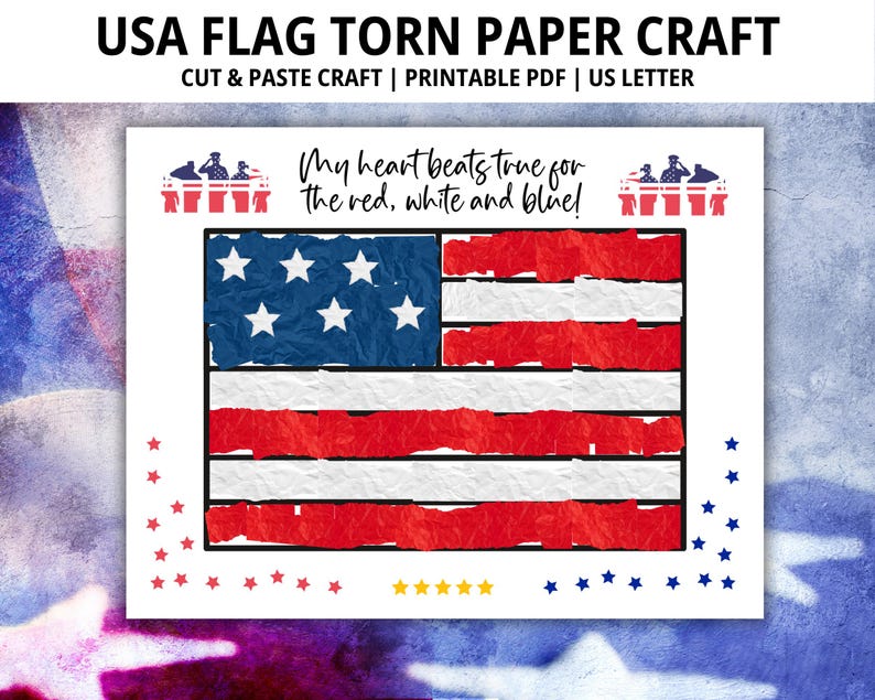 Flag Cut and Paste Craft, Torn Paper Craft, Classroom Activity, Pre ...