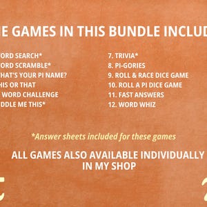 Pi Day Games, 12-game BUNDLE, Pi Day Party, Pi Day Download, Math Games ...