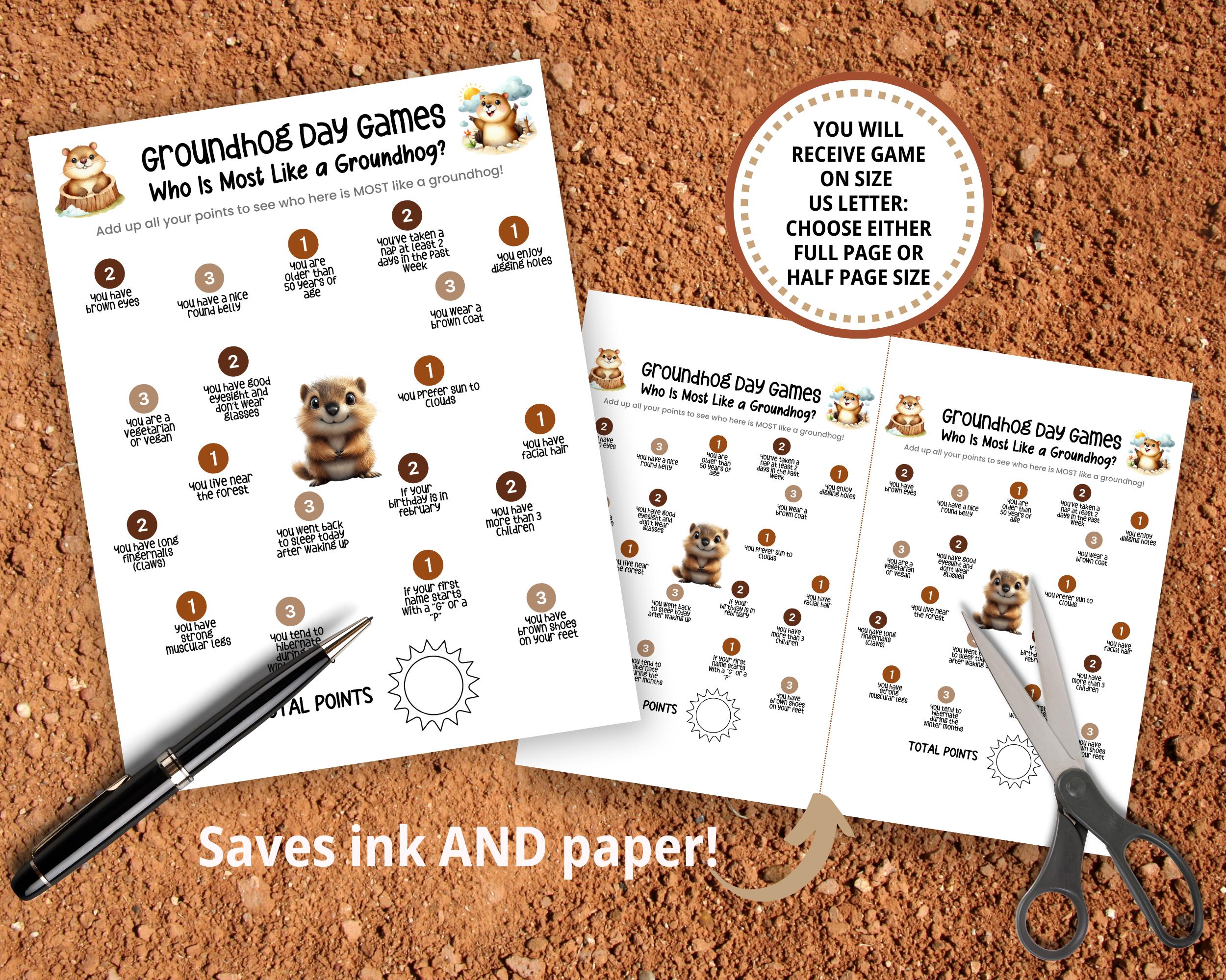 Who is Most Like a Groundhog Game, Groundhog Day Games, Family Game ...