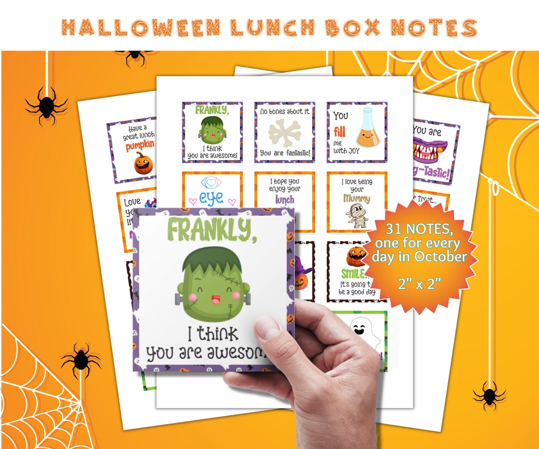 Halloween Lunchbox Notes for Kids, Kids Lunch Box Notes, Halloween ...