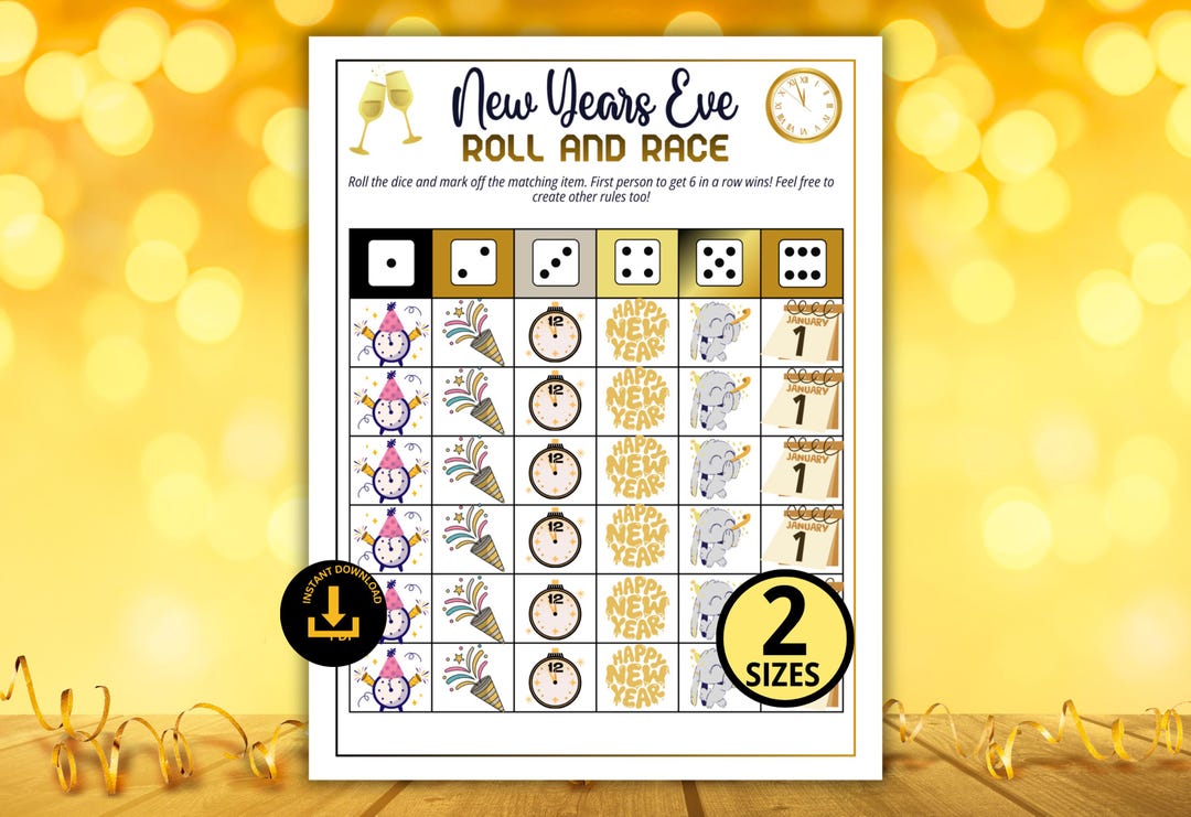 New Years Eve Games, Dice Game, Roll and Race, Holiday Party Games, New ...