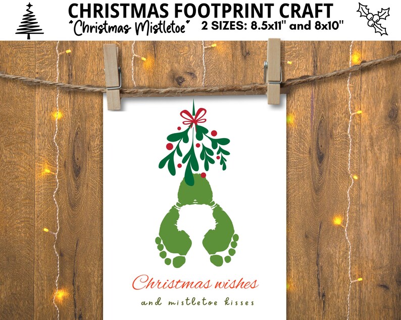 Christmas Handprint Craft, Mistletoe Footprint, Winter Handprint Craft ...