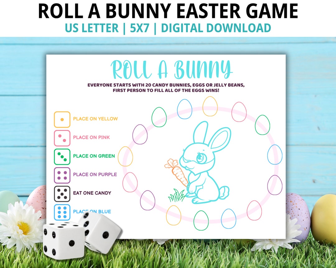 Easter Roll a Bunny Game, Easter Party Game, Easter Activity, Easter ...