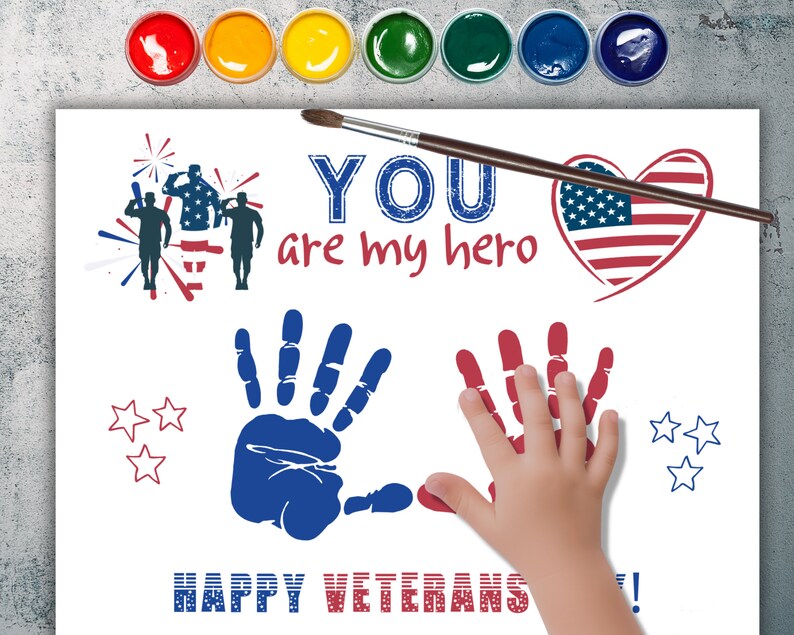 You're My Hero Handprint Craft, Veteran Handprint Craft, Patriotic ...