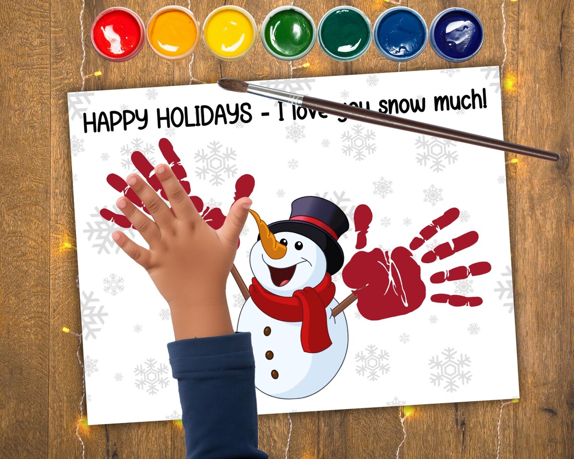 Christmas Handprint Craft, Snowman Handprint, Winter Handprint Craft ...