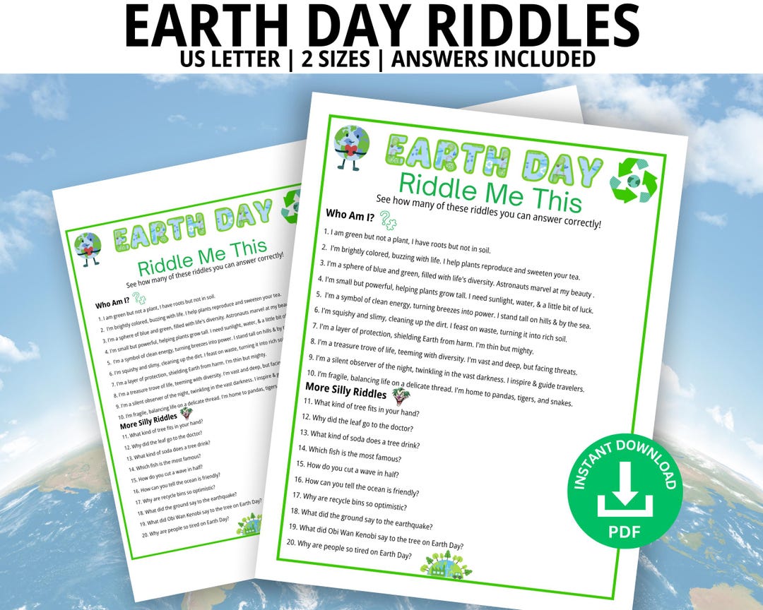 Earth Day Riddles, Earth Day Game, Family Game Night, Earth Day Trivia ...