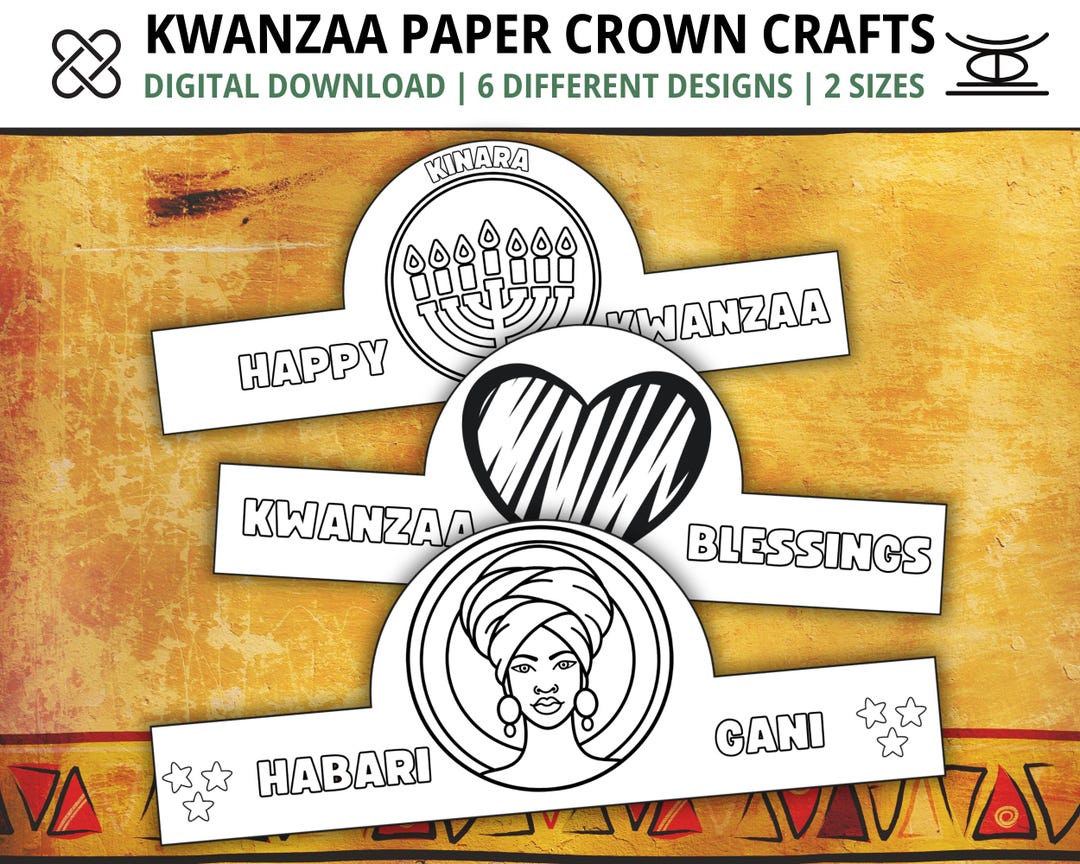 Kwanzaa Paper Crowns, Kwanzaa Coloring Craft, Downloadable DIY Crafts ...