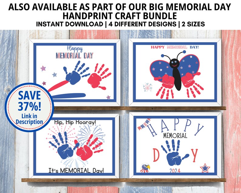 Memorial Day Handprint Craft, Patriotic Handprint Art, Handprint Sign ...
