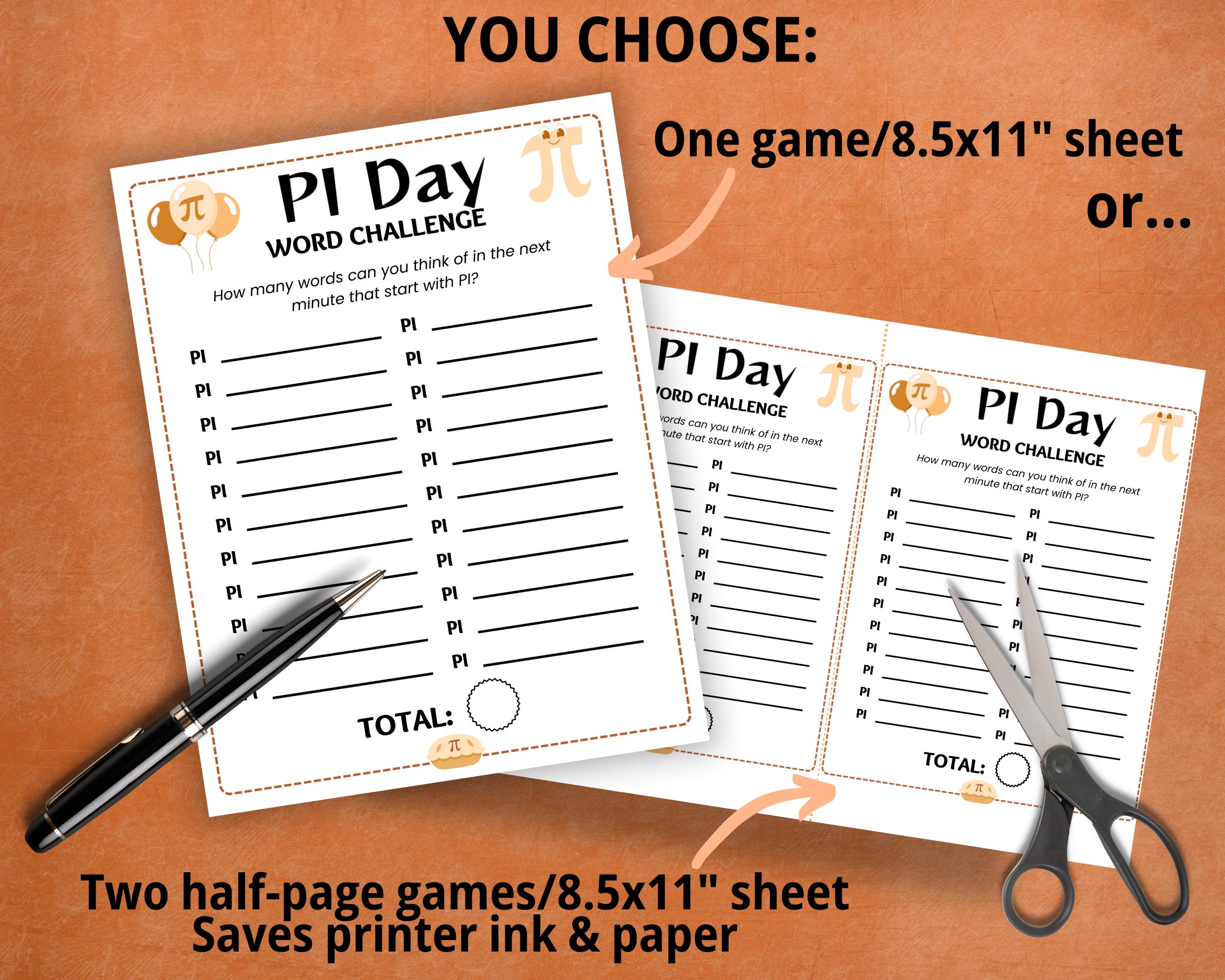 Pi Day Word Challenge Game, Word Game, Math Pi Day Trivia, Math ...