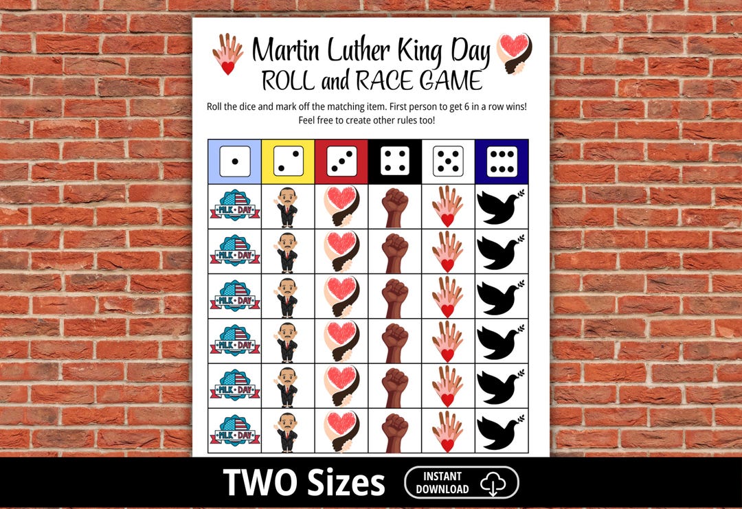 Martin Luther King Day Game, Dice Game, MLK Day Game, Classroom Games ...