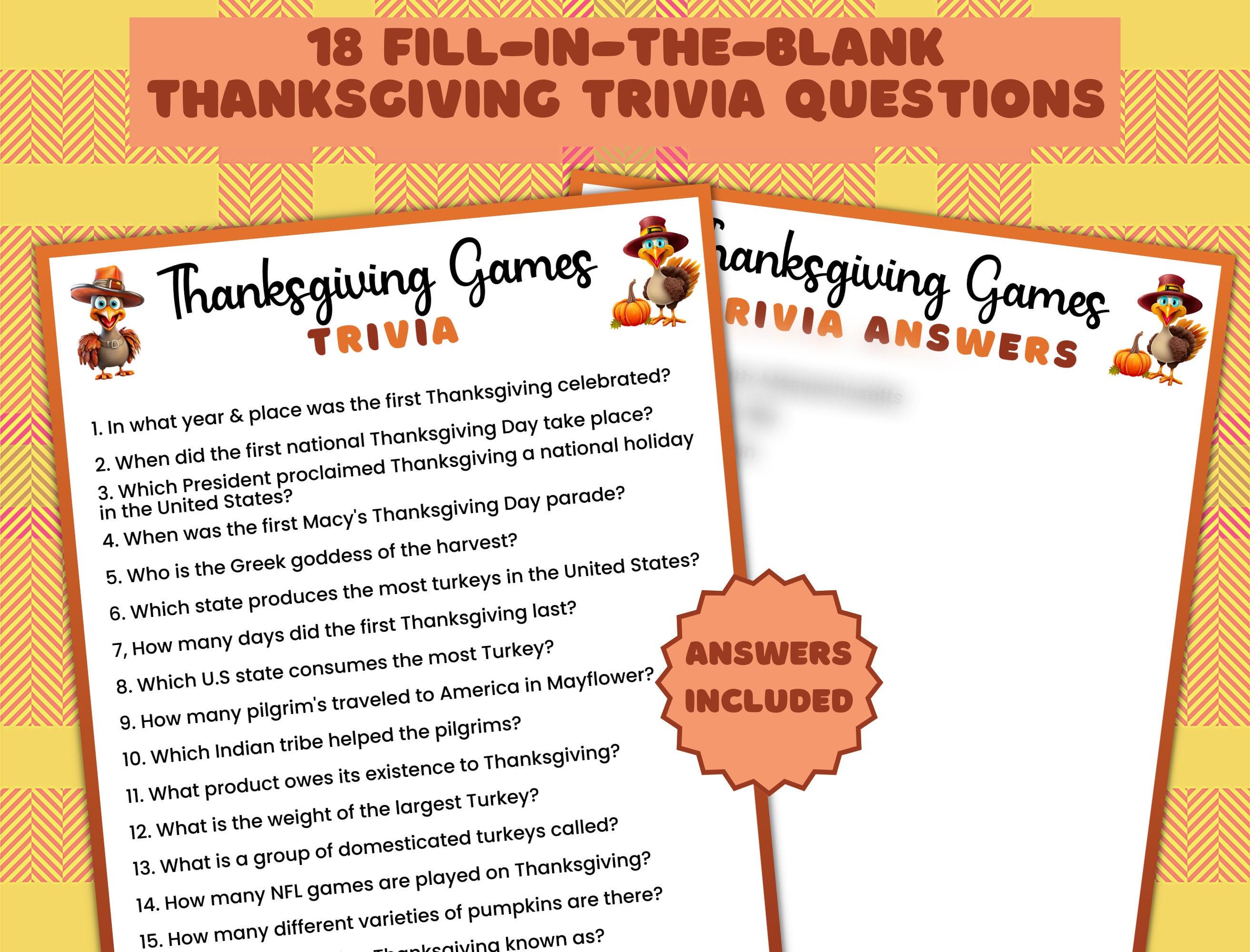 Thanksgiving Trivia Games, Thanksgiving Games, Thanksgiving Fun ...