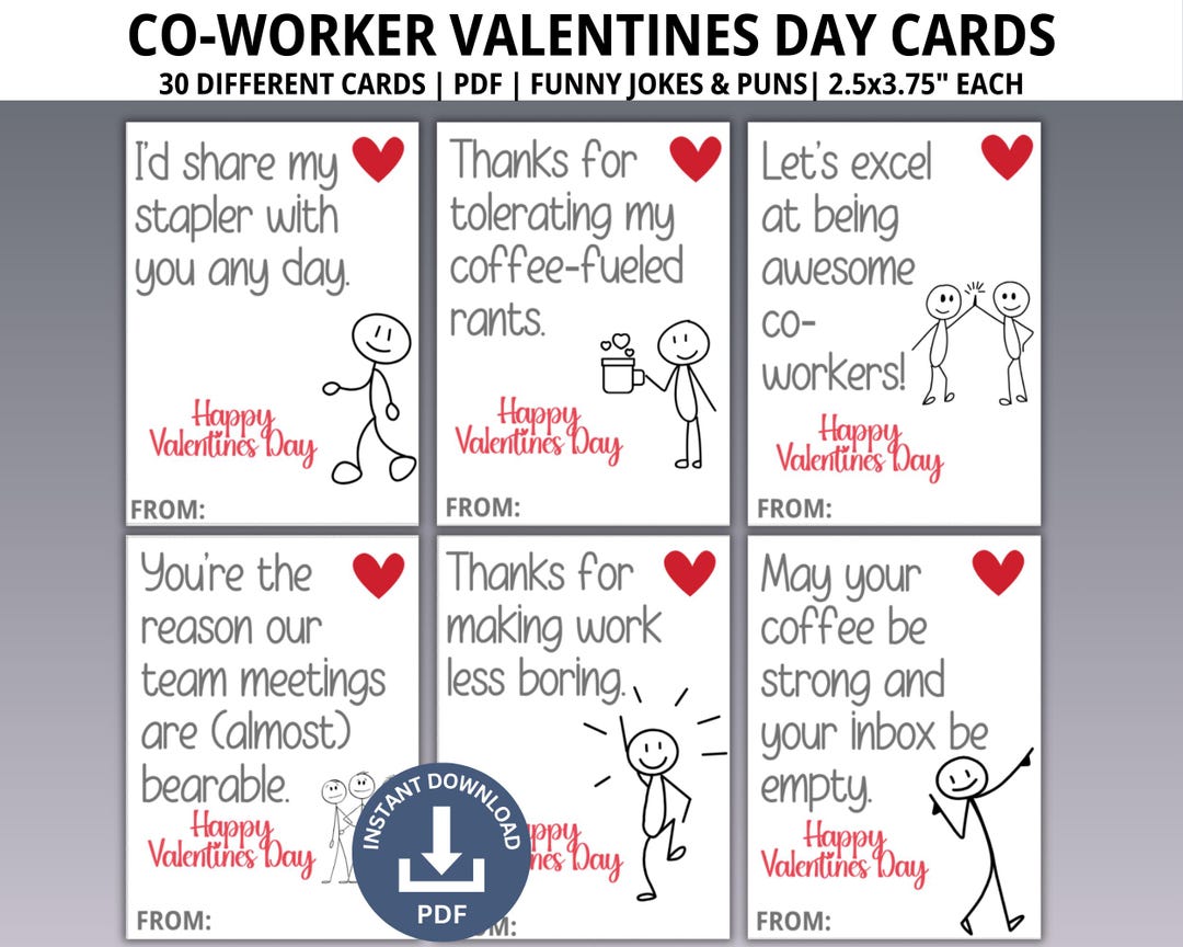 Coworker Valentines, Funny Workplace Valentine Cards, Valentine Jokes ...