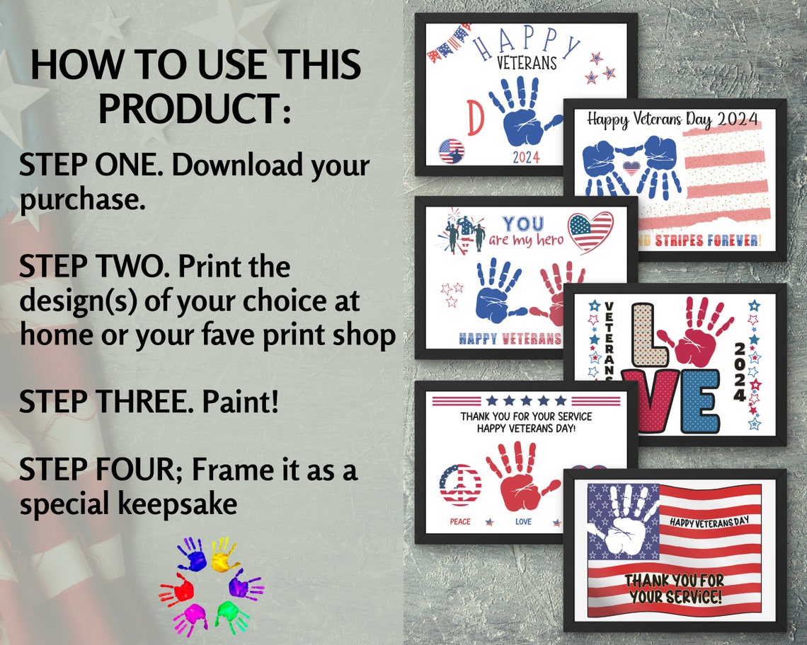 Veterans Day Handprint Craft, Patriotic Handprint Art, Handprint Sign ...
