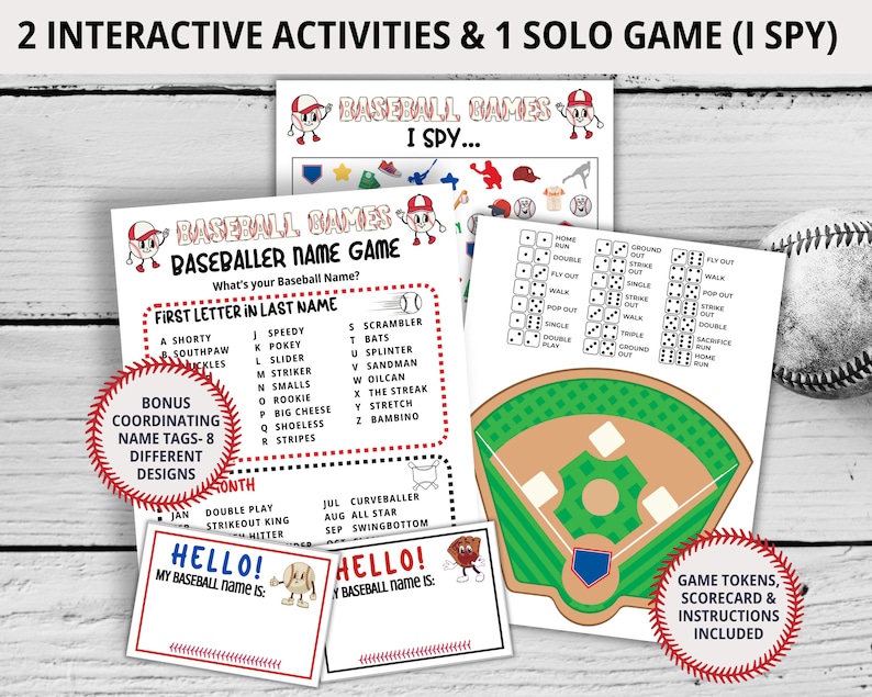 Baseball Games Bundle, Baseball Party Games, Family Game Night, Office ...