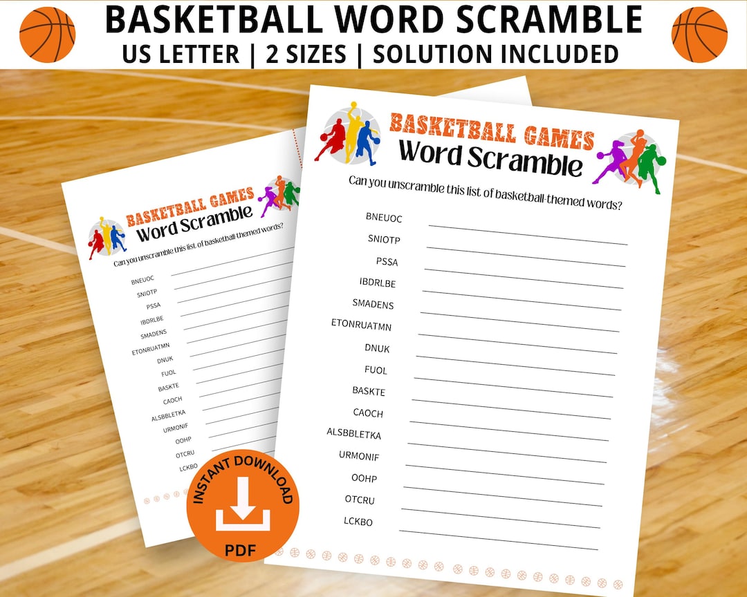 Basketball Word Scramble Game, Basketball Games, Basketball Party ...