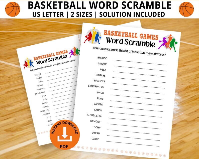 Basketball Word Scramble Game, Basketball Games, Basketball Party ...