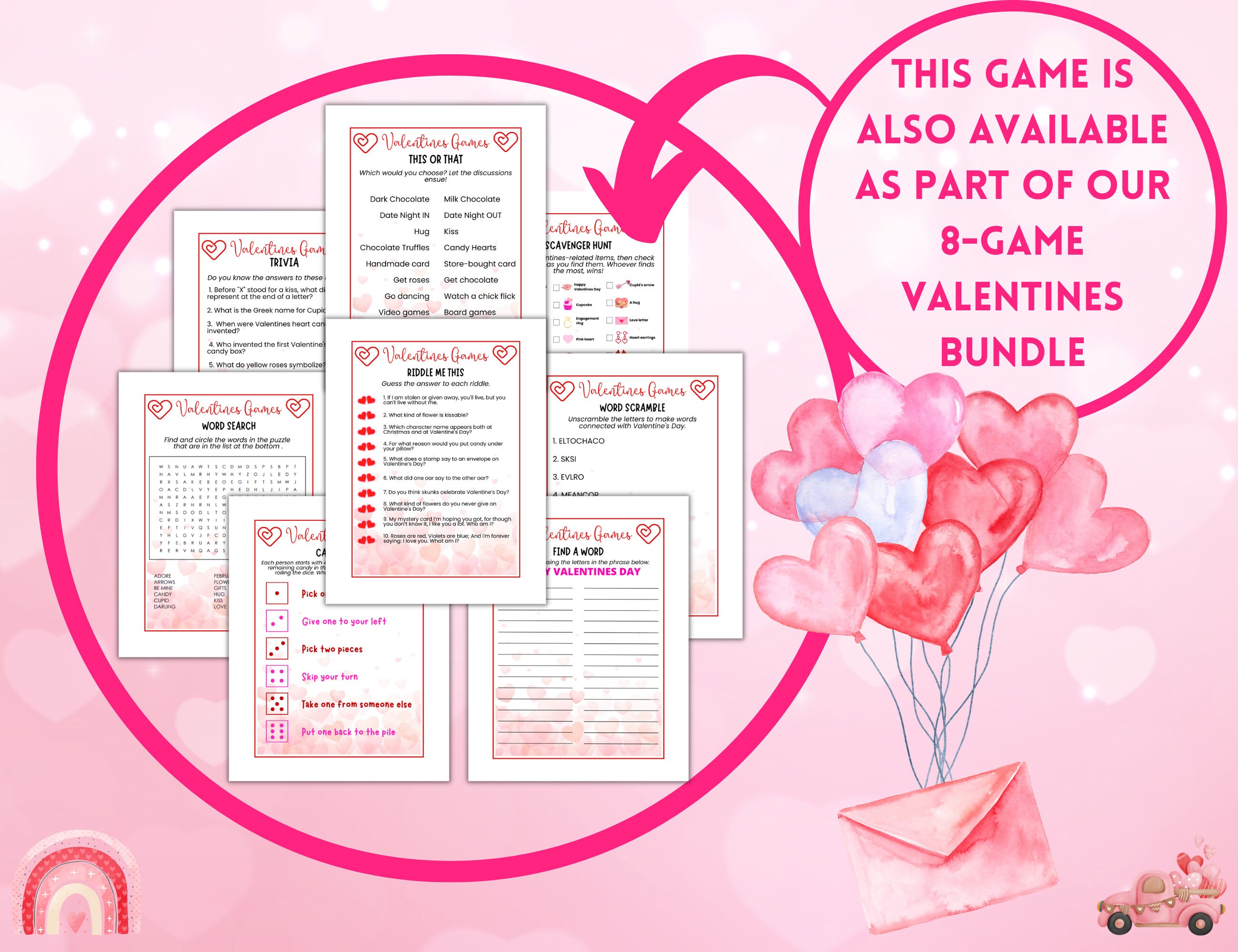 Valentines Candy Dice Game, Printable, Valentine Party Game, Valentines ...