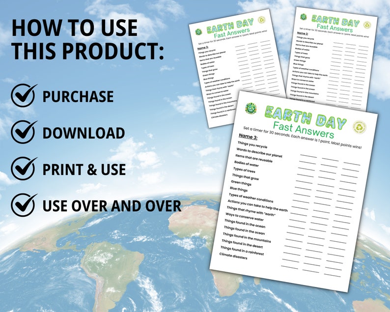 Earth Day Fast Answers Game, Earth Day Game, Earth Day Word Game, Earth ...