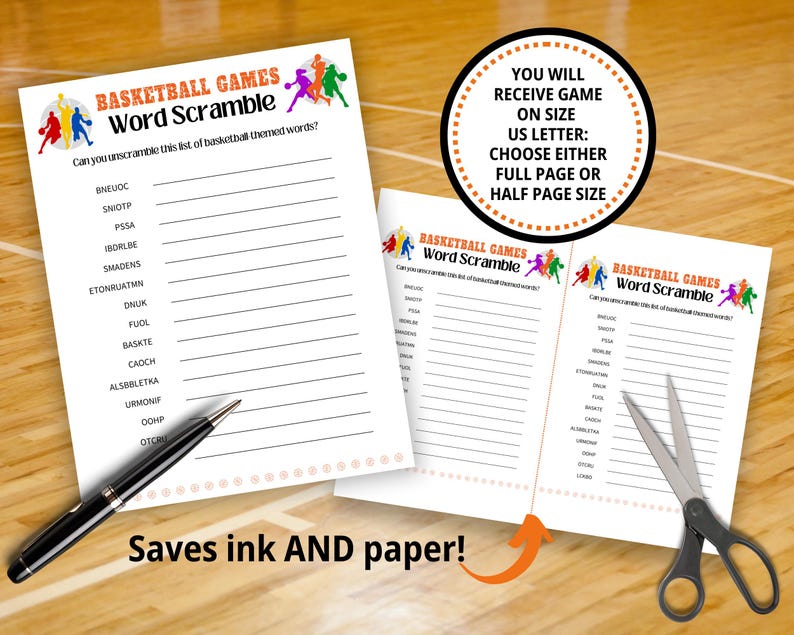 Basketball Word Scramble Game, Basketball Games, Basketball Party ...