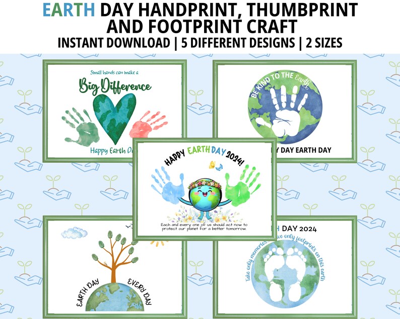 Earth Day Handprint Craft Bundle, Earth Day Handprint Art, Handprint ...