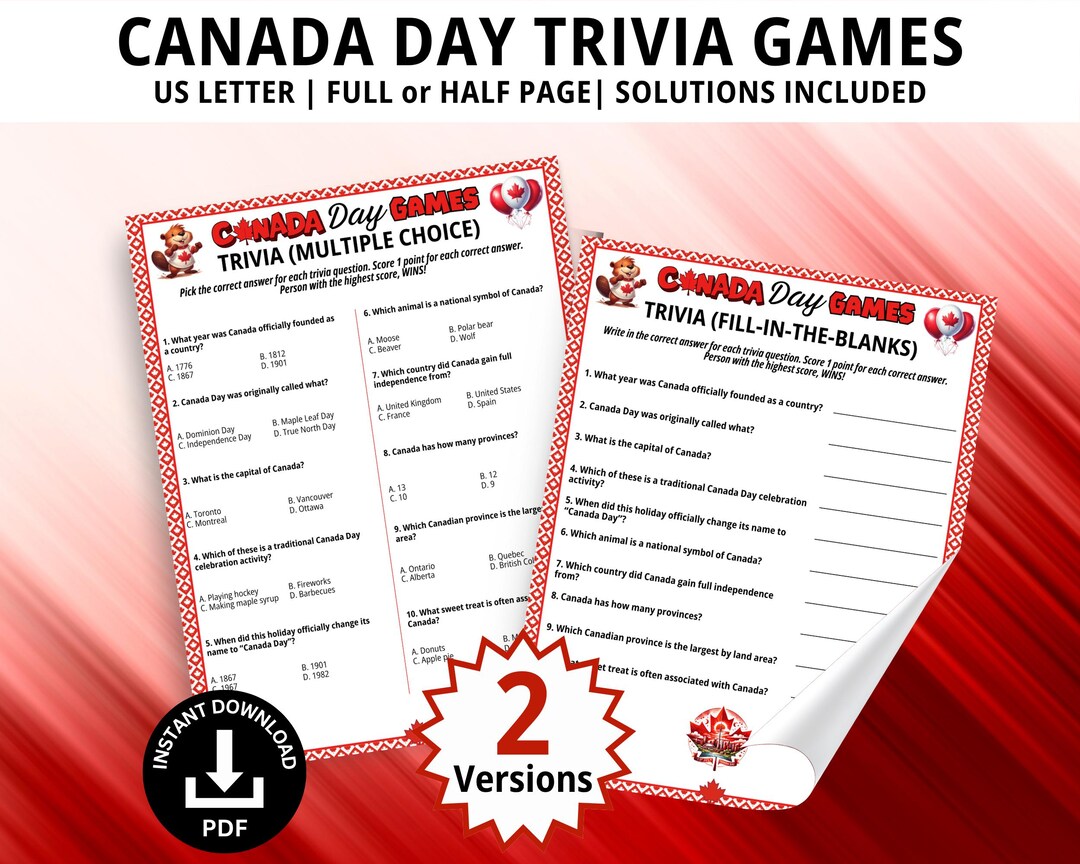 Canada Day Trivia Games, Canadian Pride, Canada Strong, Canada Day ...