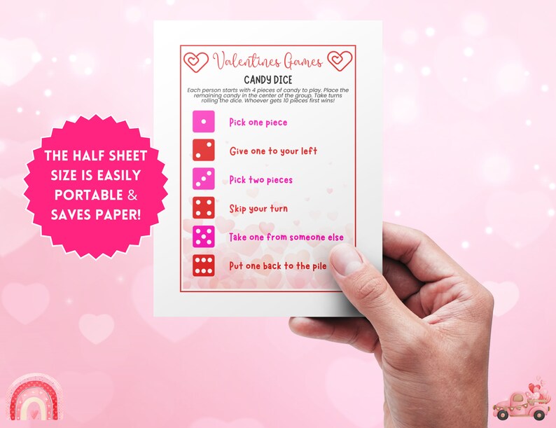 Valentines Candy Dice Game, Printable, Valentine Party Game, Valentines ...