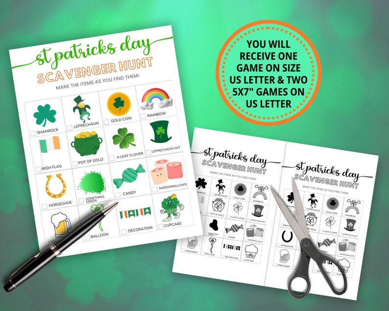 St. Patrick's Day Scavenger Hunt, St. Patrick's Game, Scavenger Hunt ...