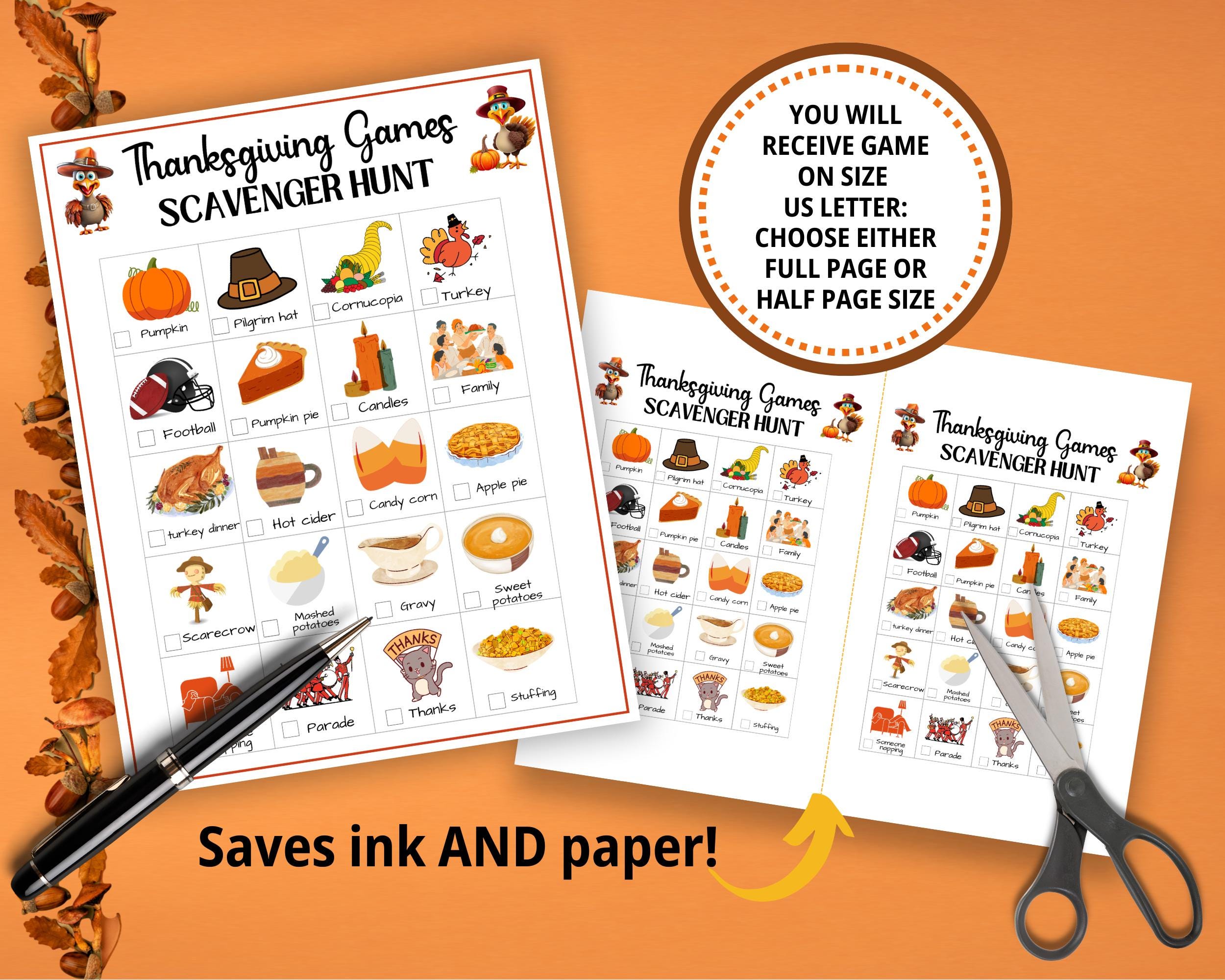 Thanksgiving Scavenger Hunt, Kids Scavenger Hunt, Printable Games for ...