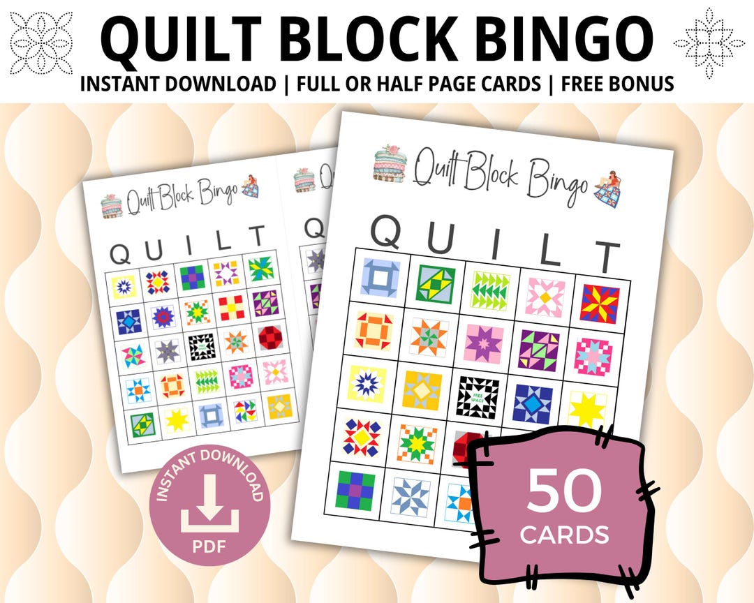 Quilt Block Bingo, Quilting Bingo, Quilting Party Games, Bingo Cards ...