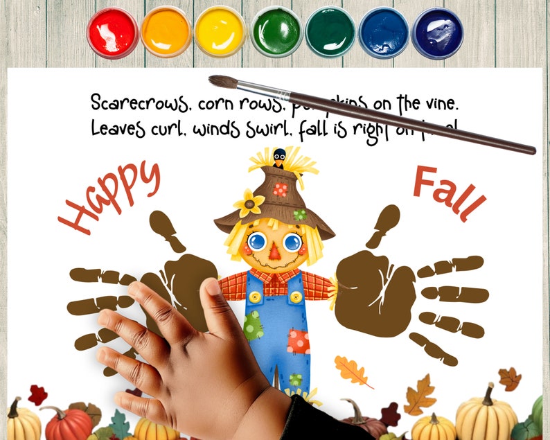 Scarecrow Handprint Craft, Fall Handprint Craft, Fall Handprint Art ...