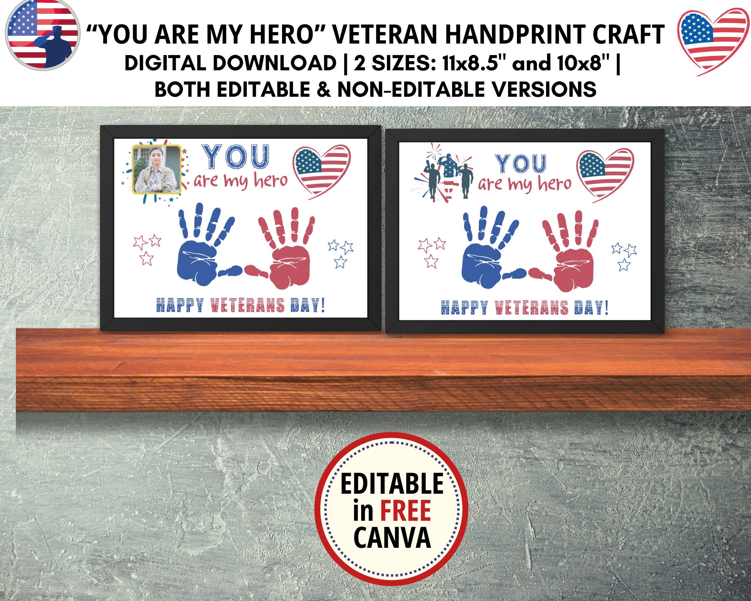You're My Hero Handprint Craft, Veteran Handprint Craft, Patriotic ...