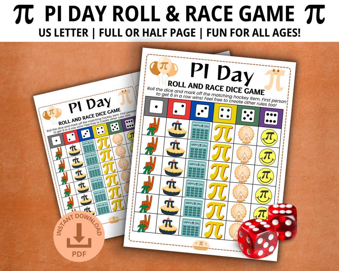 Pi Day Roll and Race Game, Math Pi Day, Math Questions, Pi Day Game ...